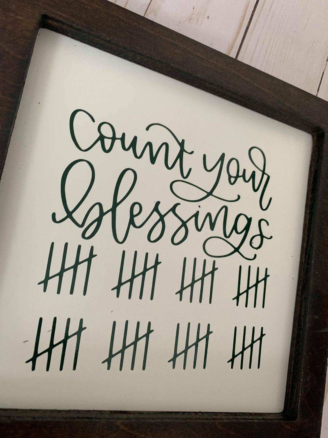 Count Your Blessings 8x8 Framed Sign, Farmhouse Blessings Sign ...