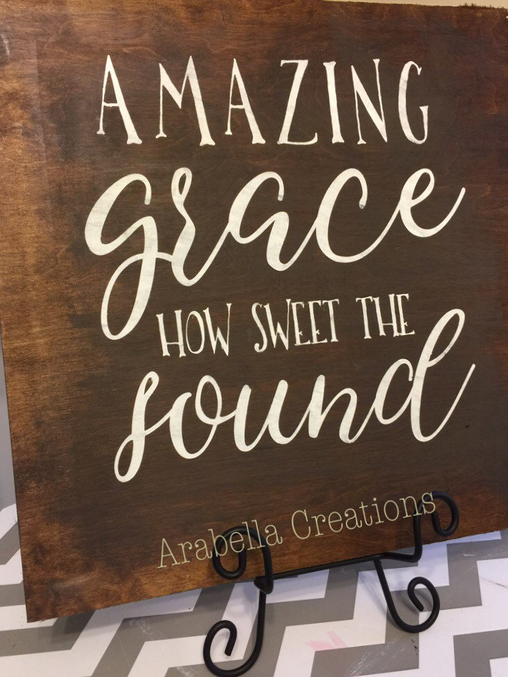 Amazing Grace Hand Painted Wood Sign on Luulla