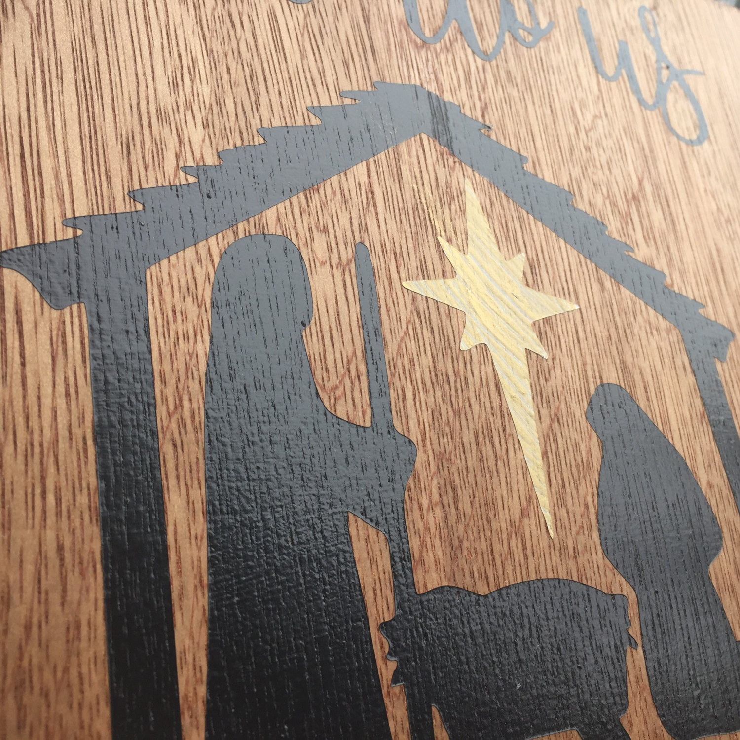 For Unto Us A Child Is Born. 12x12 Hand Painted Wood Stained Sign. on ...