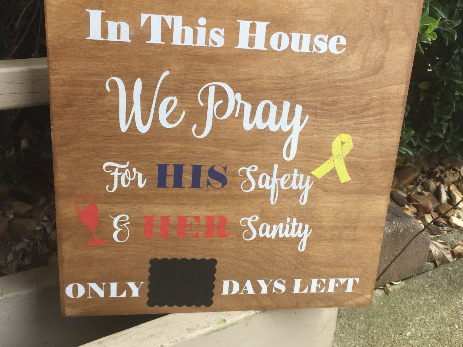 Military Family Deployment Countdown With Chalkboard Piece. 12 X12 Hand ...